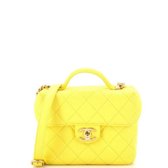 CHANEL | Bags | Chanel Handy Box Vanity Case Quilted Caviar Yellow ...